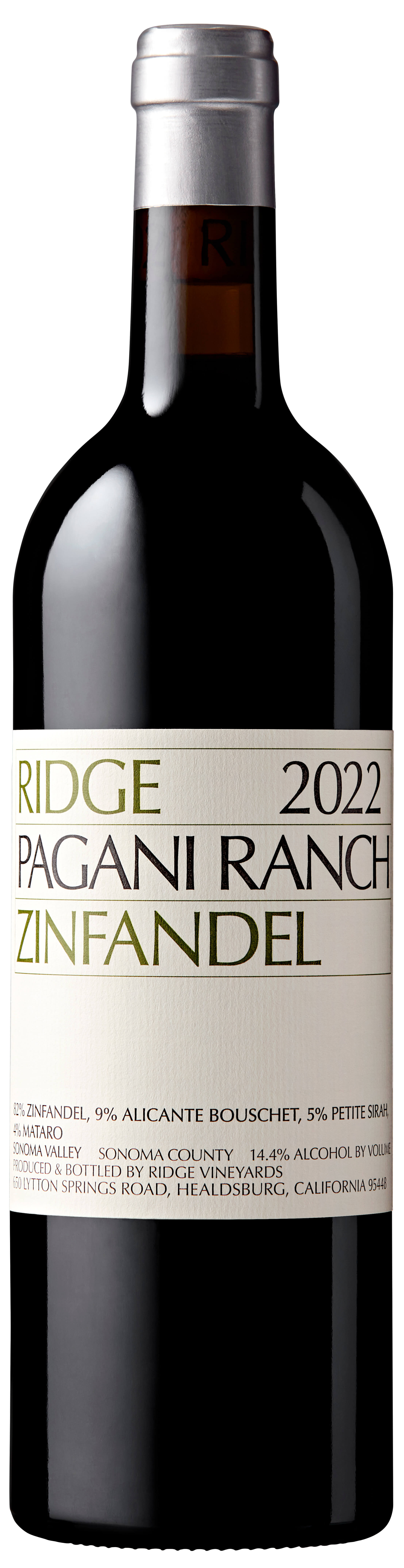 Ridge Vineyards Pagani Ranch Zinfandel 2022 750 ml - CalifornianWines.eu